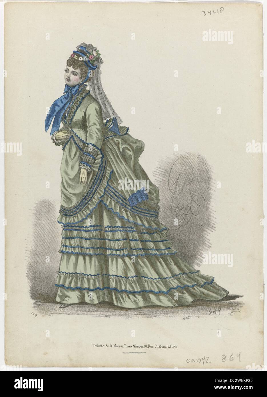 Irma Simon house toilet, CA. 1872, No. 148, c. 1872 Woman in a dress ...