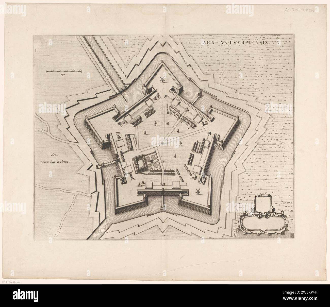 Fortress map of the Citadel van Antwerpen, Anonymous, 1652 print ...