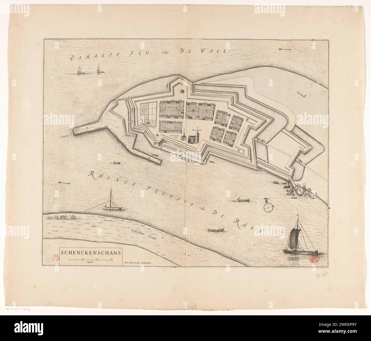 Vesting map of Schenkenschans, Anonymous, c. 1700 - c. 1710 print Map ...