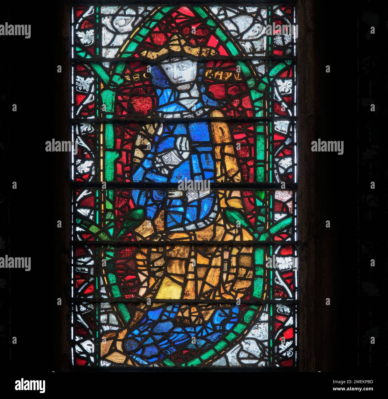 Medieval stained glass window, dating from 1320, in the cathedral at ...