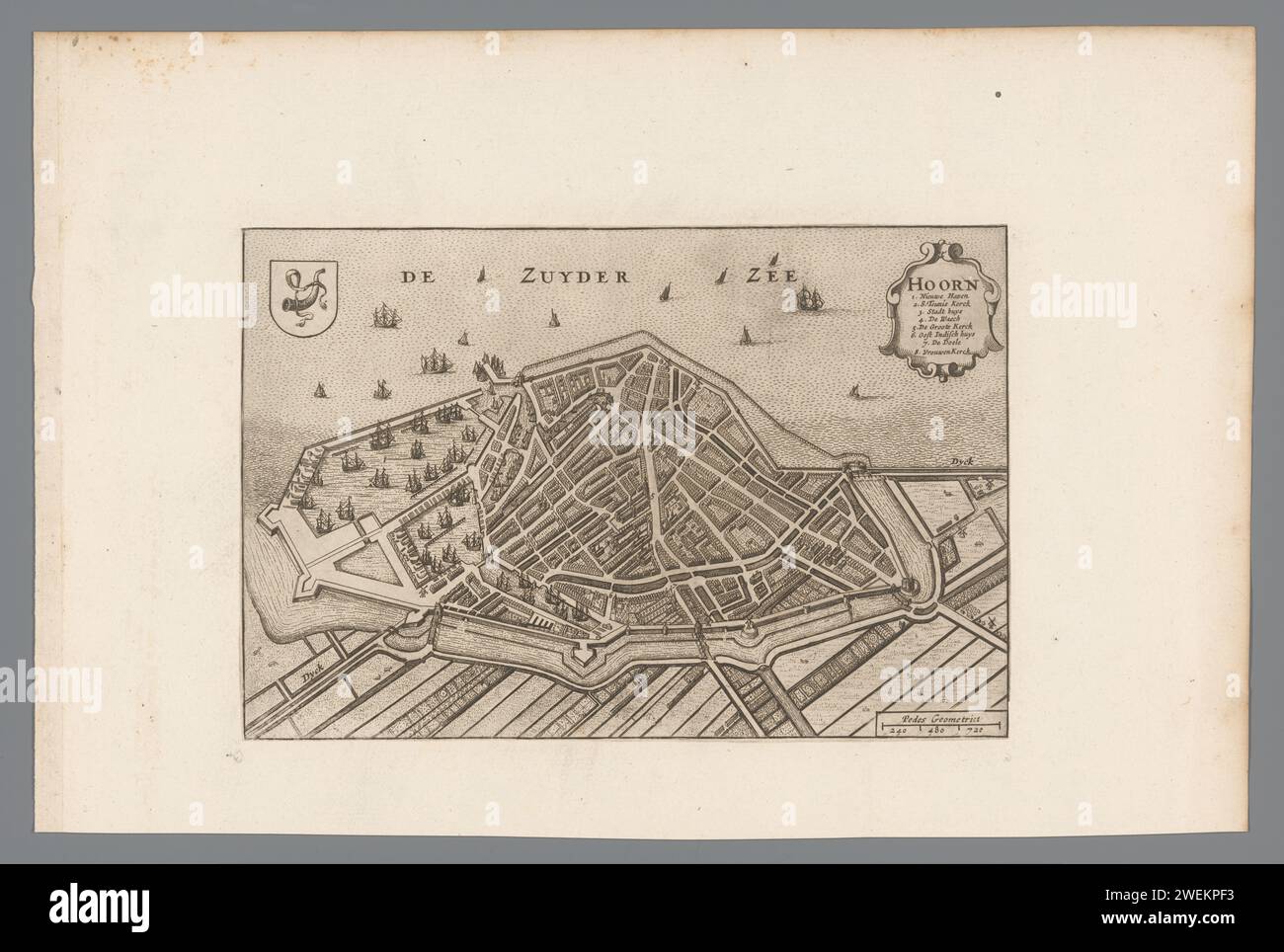 Map of the city of Hoorn, Anonymous, 1632 print paper etching maps of ...