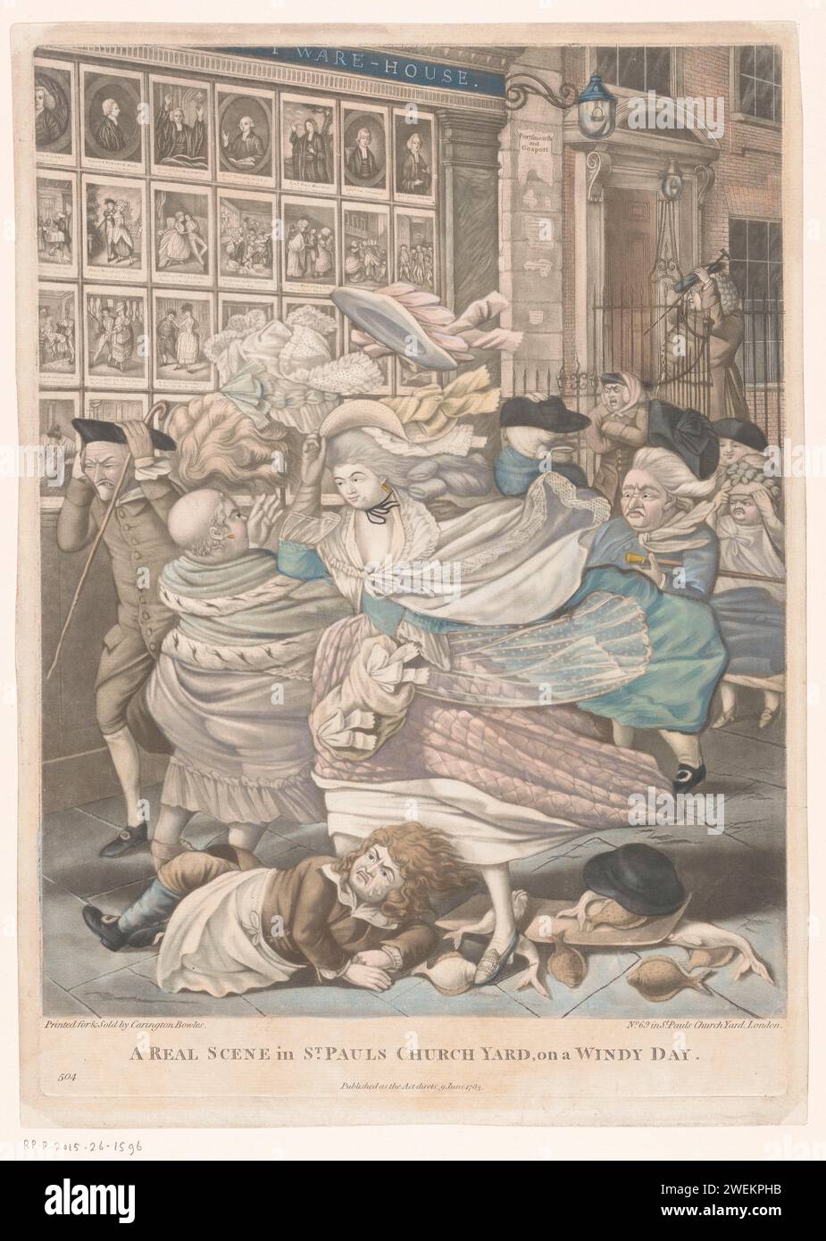 Passers -by surprised by a gust of wind for the window of Carington ...