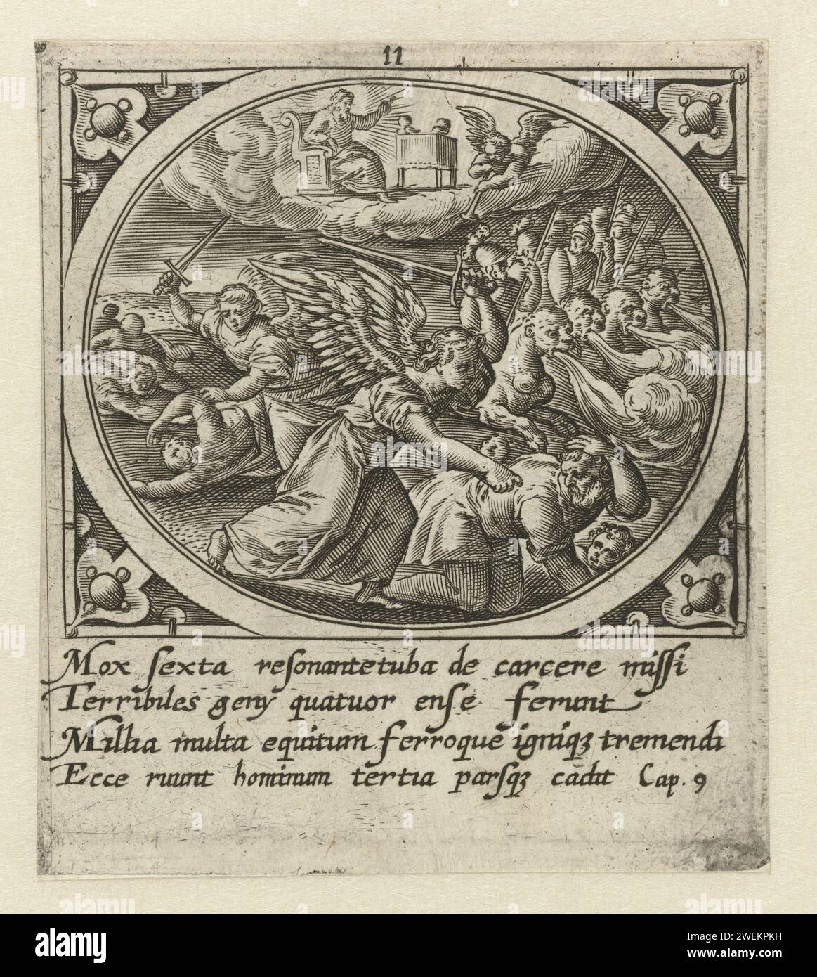 Sixth Engel blows on Bazuin, 1585 print The sixth angel blows on the ...