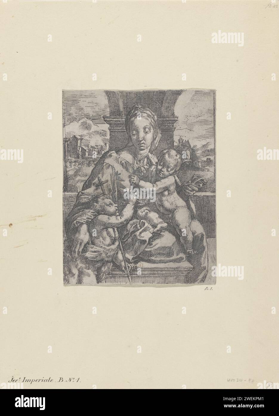 Maria with child and the young Johannes de Boper, Gerolamo Imperiale, 1622 - 1660 print Maria is ...