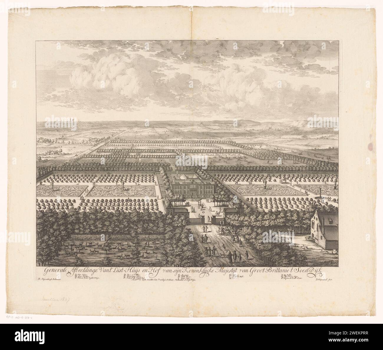 View of the Soestdijk Palace and Gardens in a nutshell perspective, Bastiaen Stopendael, after ...