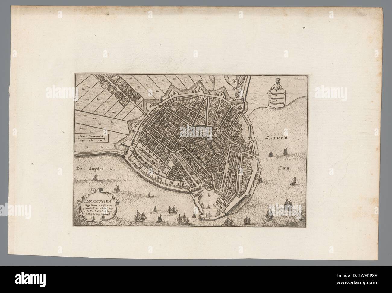 Map of Enkhuizen, Anonymous, 1632 print paper etching maps of cities Enkhuizen Stock Photo - Alamy
