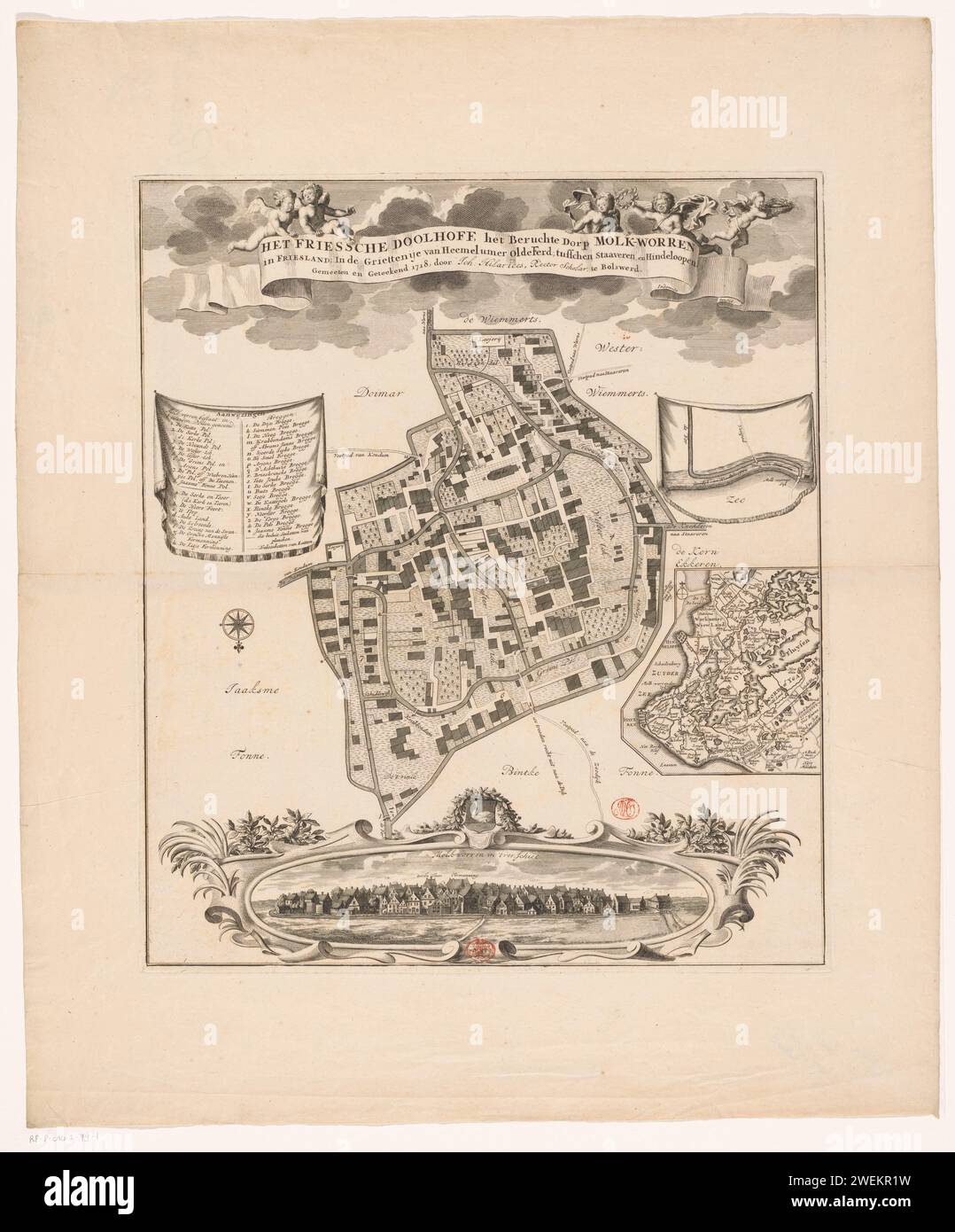 Map of Molkwerum, Anonymous, 1718 print At the top of the title, left ...