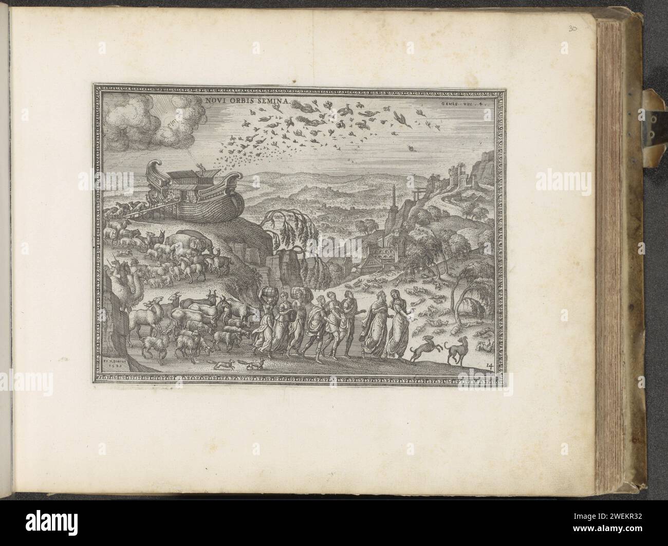 Noah, his family and the animals leave the Ark, 1653 - 1654 print On ...