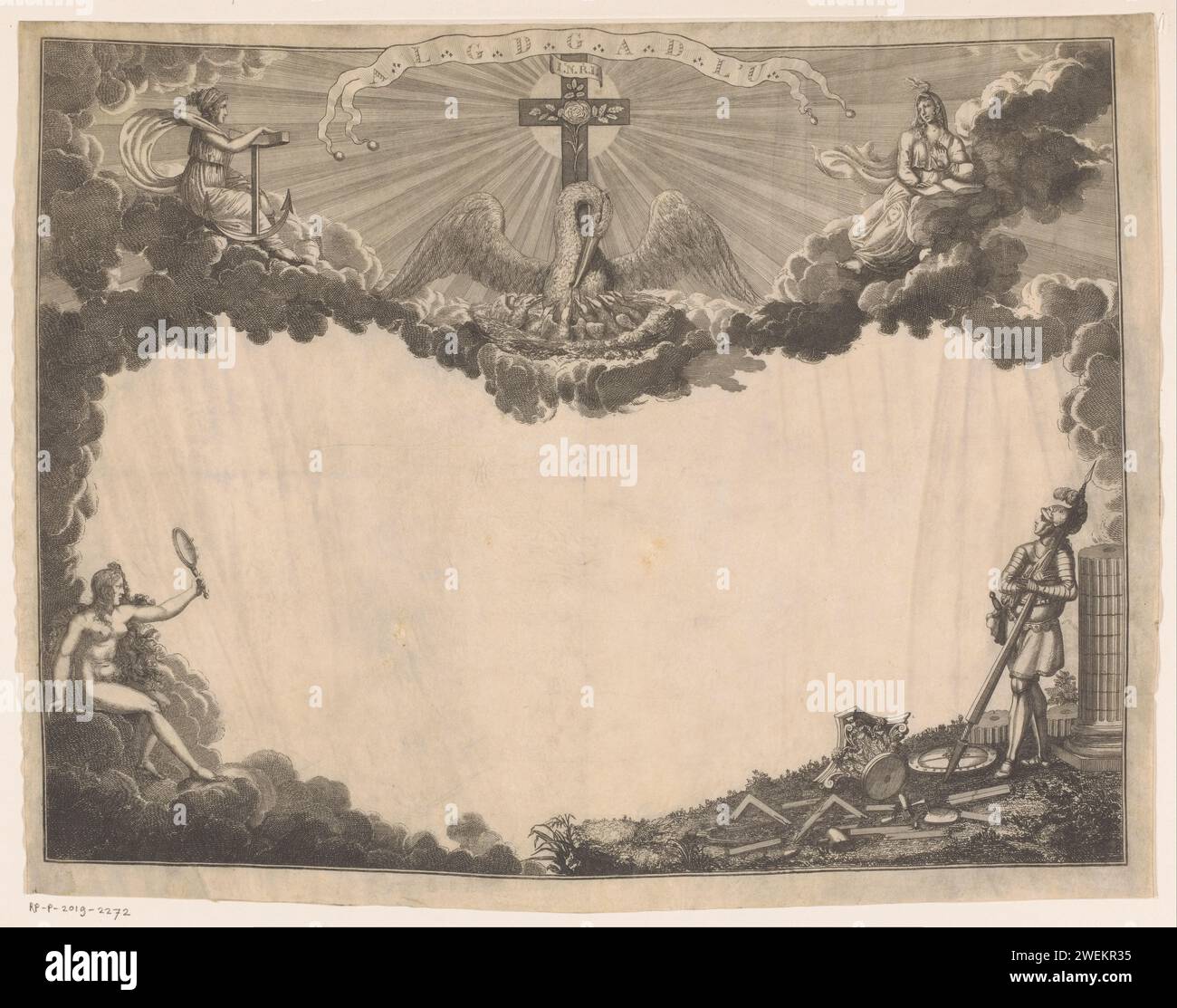 Allegory of Hope and Faith, Anonymous, 1600 - 1699 print parchment ...