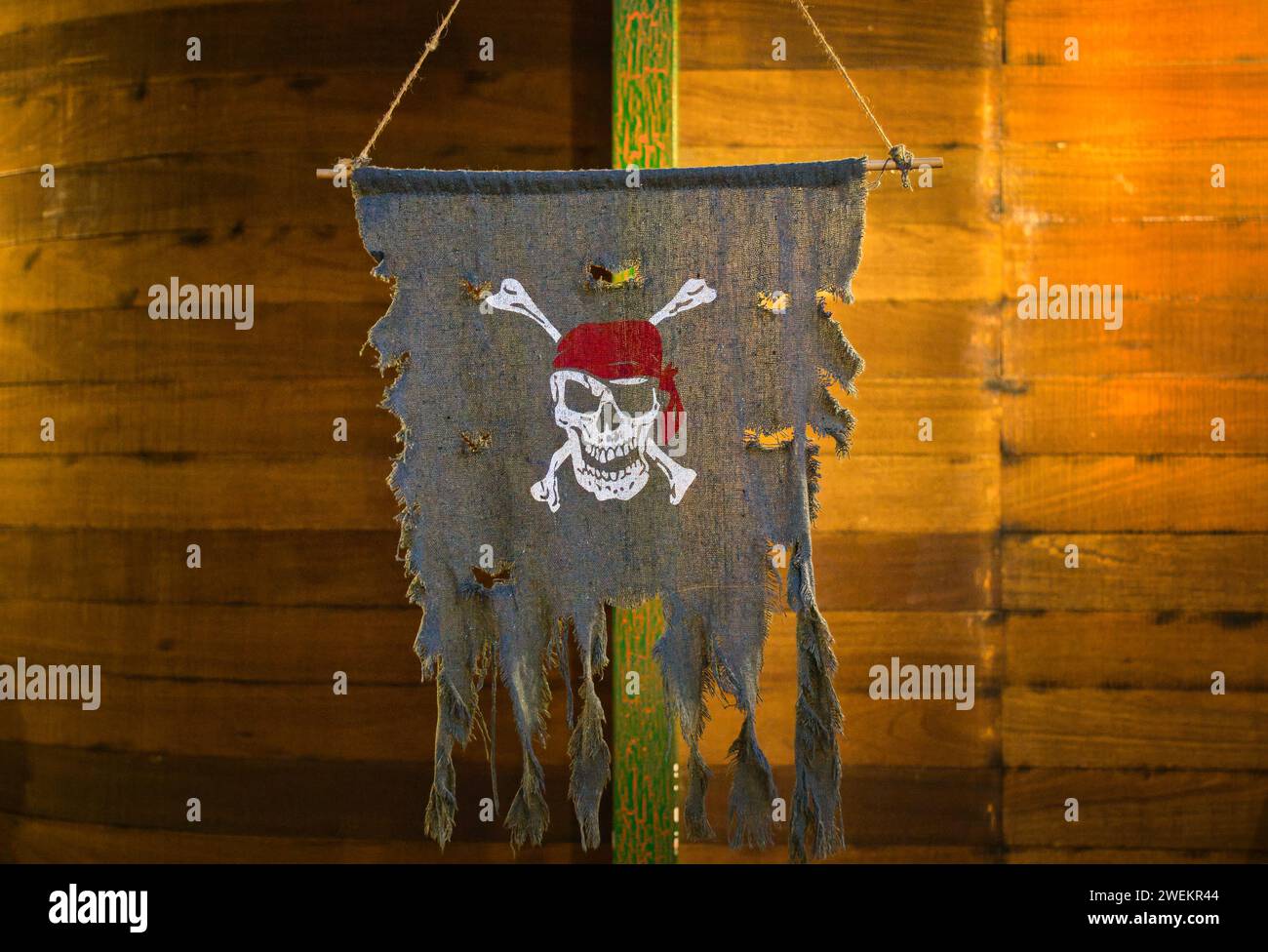 Skull and bones pirate banner, also known as a Jolly Roger flag ...