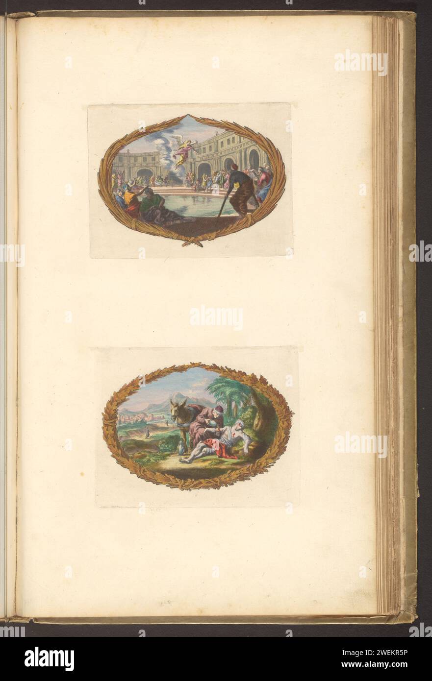 Leaf with two vignettes, Dirk Janszoon van Santen, 1700 print Leaf with ...