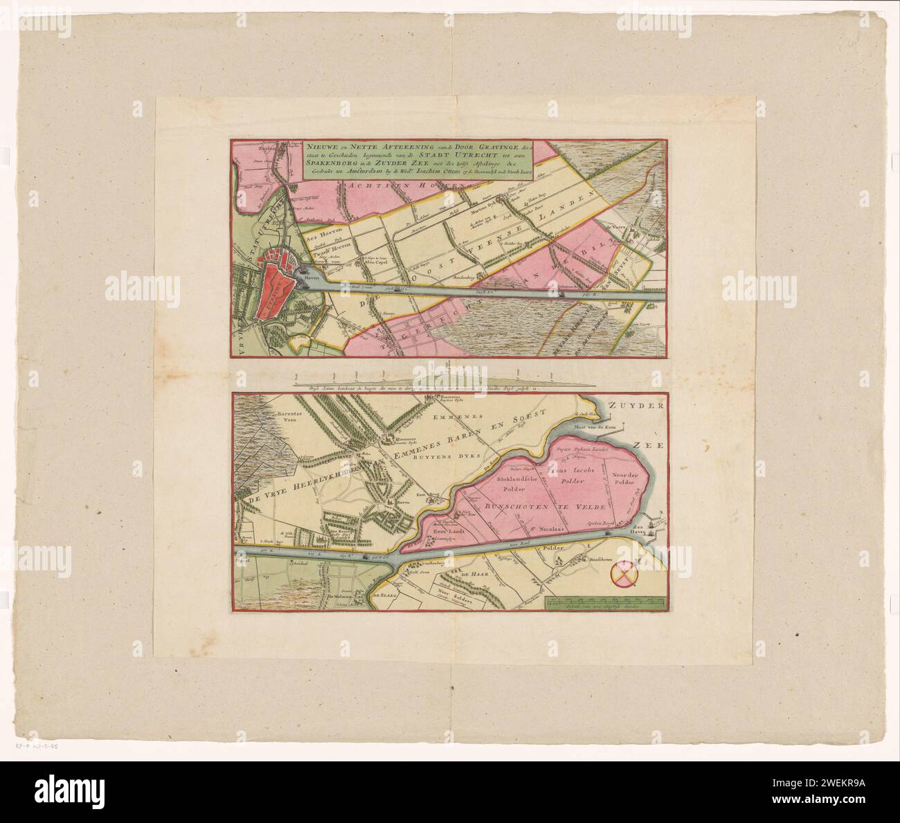Map of the proposed canal between Utrecht and the Zuiderzee, 1720 ...