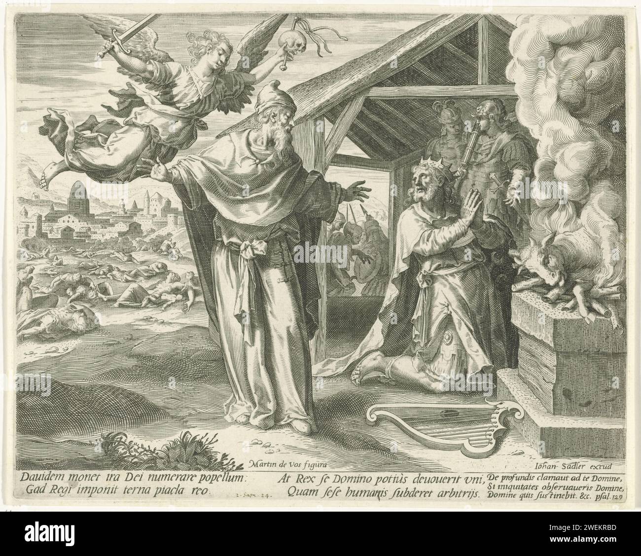 David offers aan God, Giles Sadeler (2), after Maerten of you, 1580 ...