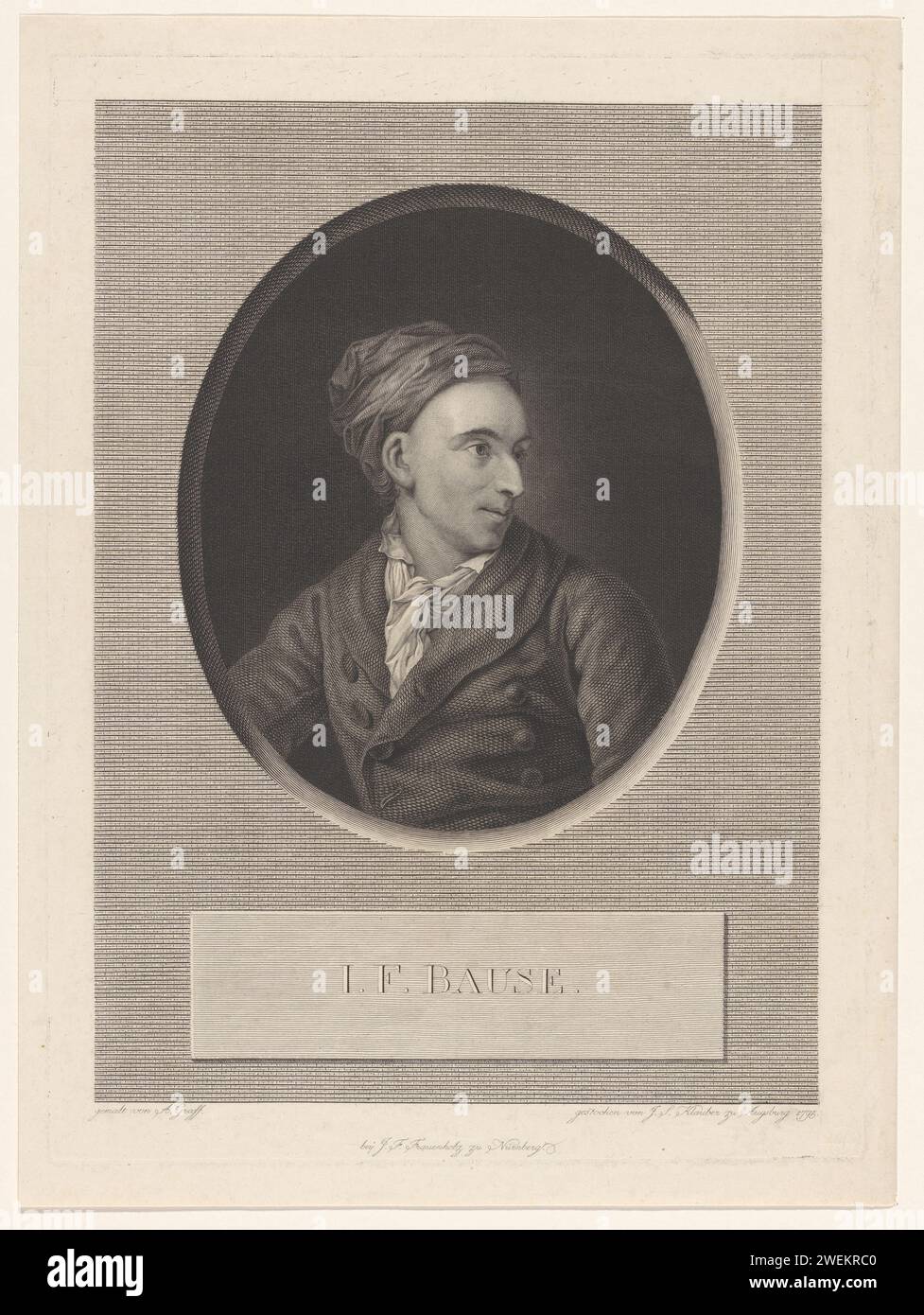 PortraT van de Graveur Johann Friedrich Bause, Joseph Sebastian Klauber ...