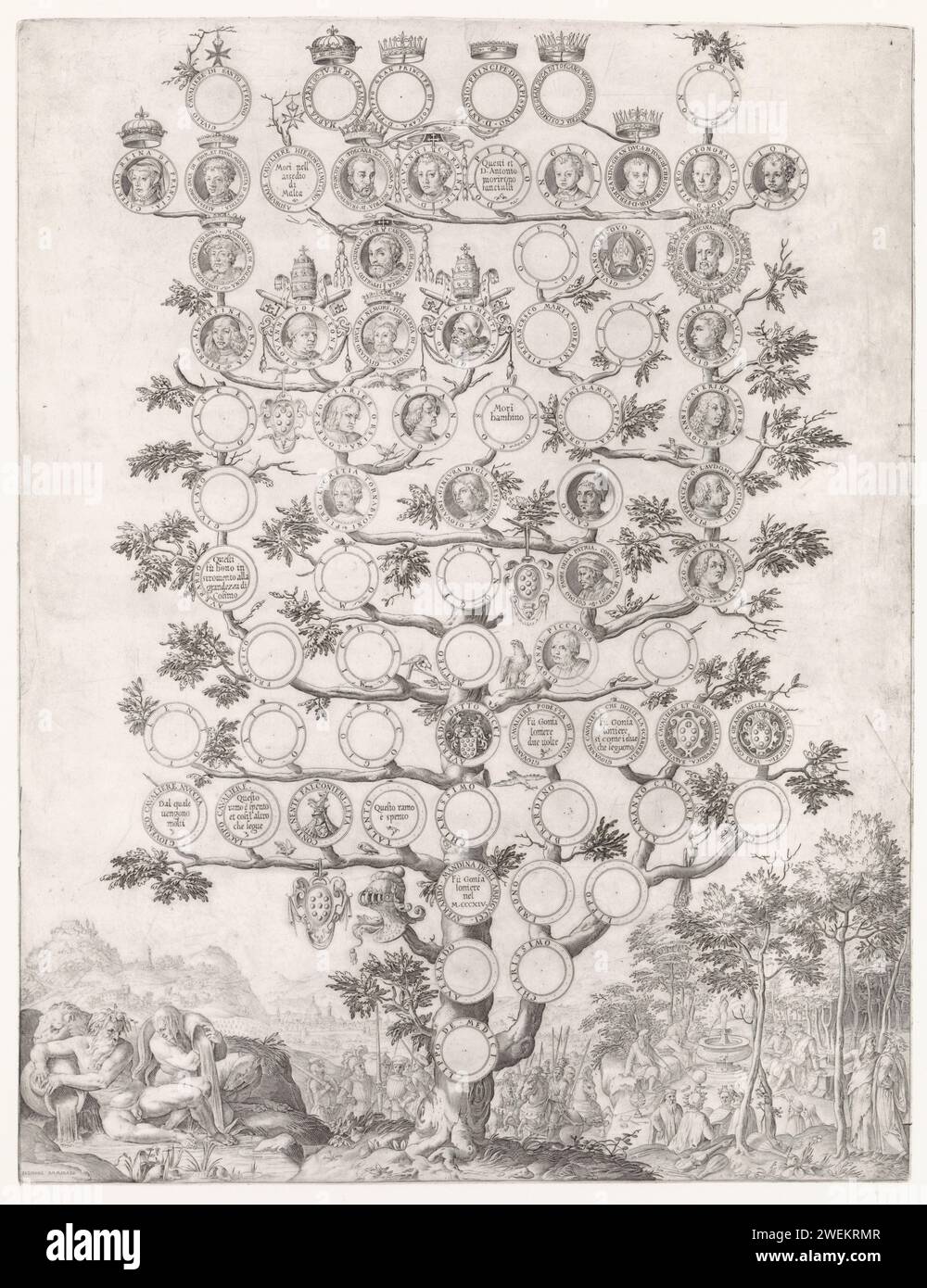 Family tree of the Medici family, Cornelis Cort, After, 1984 print ...
