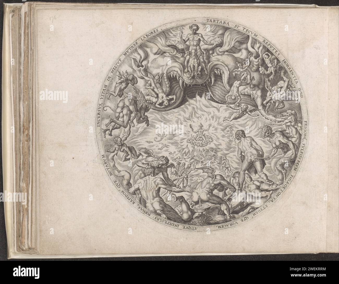 Hel, 1569 print Hell with fire in the middle. Satan is in hand with a ...