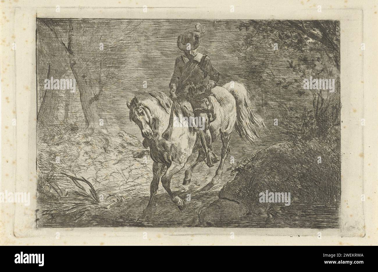 Ruiter, Karel Frederik Bombled, 1832 - 1902 print A man on horseback ...