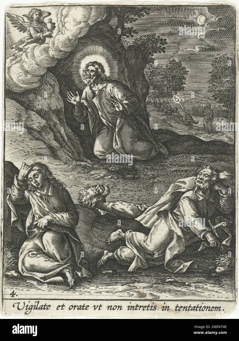 Christ in the Hof van Olives, Adriaen Collaert, 1570 - 1618 print ...