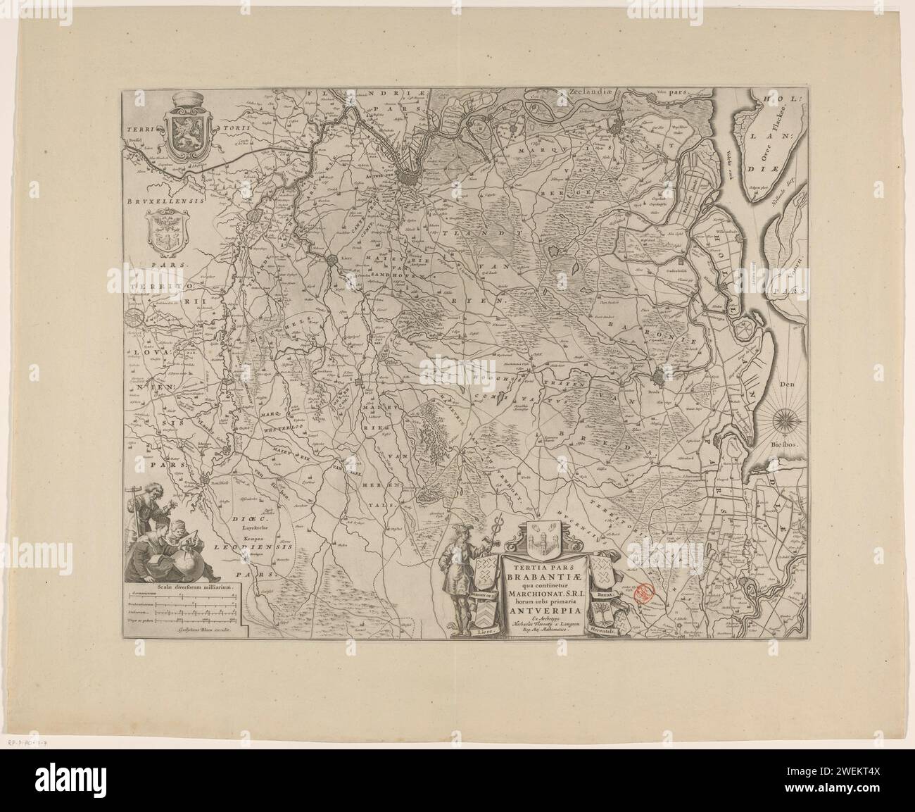 Map of the quarter of Antwerp, part of the Duchy of Brabant, Anonymous, 1642 - 1672 print Map of ...