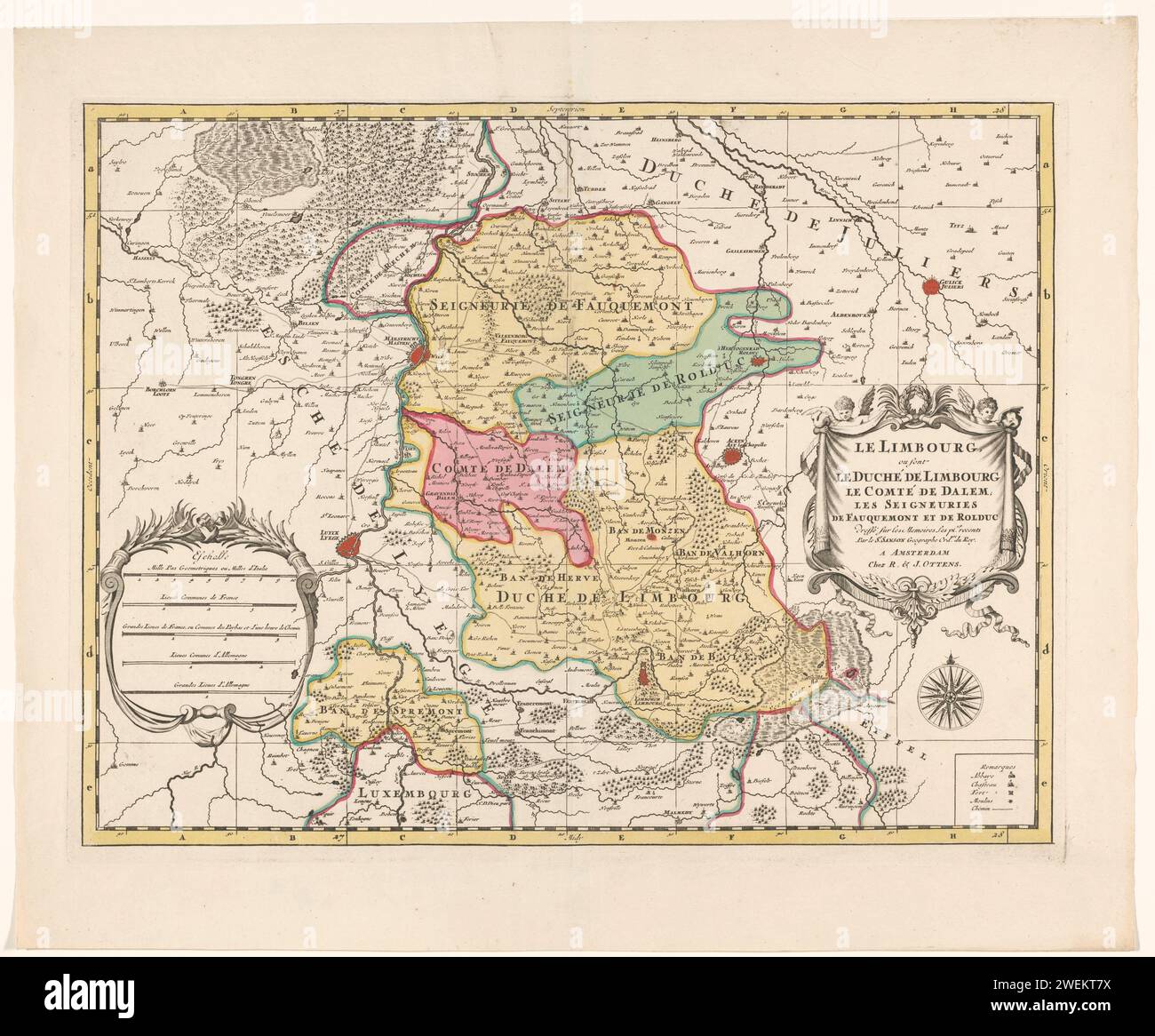 Map of Limburg, Anonymous, 1726 - 1750 print Map of Limburg. On the ...
