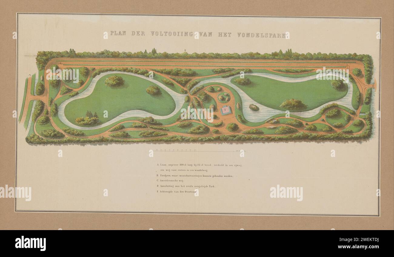 Design of the Vondelpark in Amsterdam, Johan David Zocher (attributed to), 1860 - 1880 print Not ...