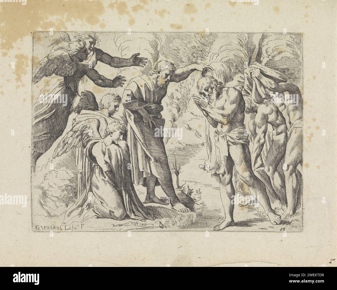 Baptism of Christ, Giovanni Lanfranco, After Rafael, 1607 print Christ is baptized by John the ...