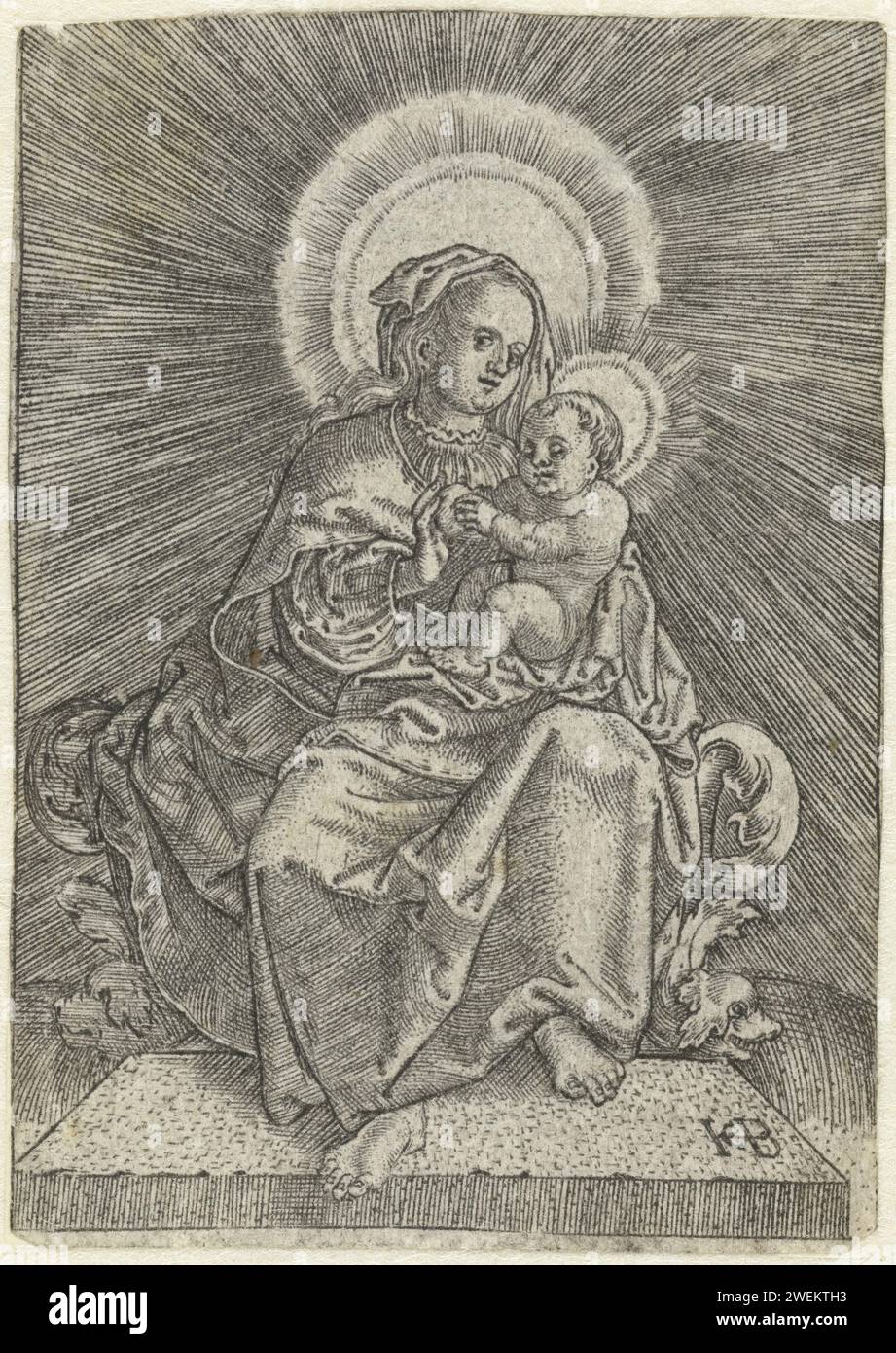 Throne Maria with child and apple in Jackenkrans, Jacob Binck, 1510 ...