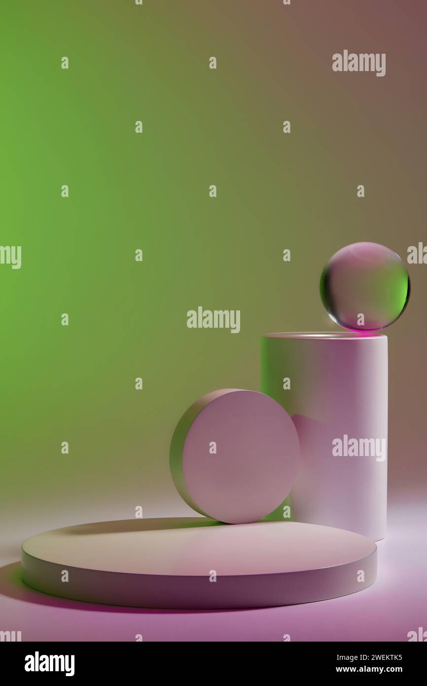 Empty cylindrical platform for cosmetics product presentation. Mockup ...