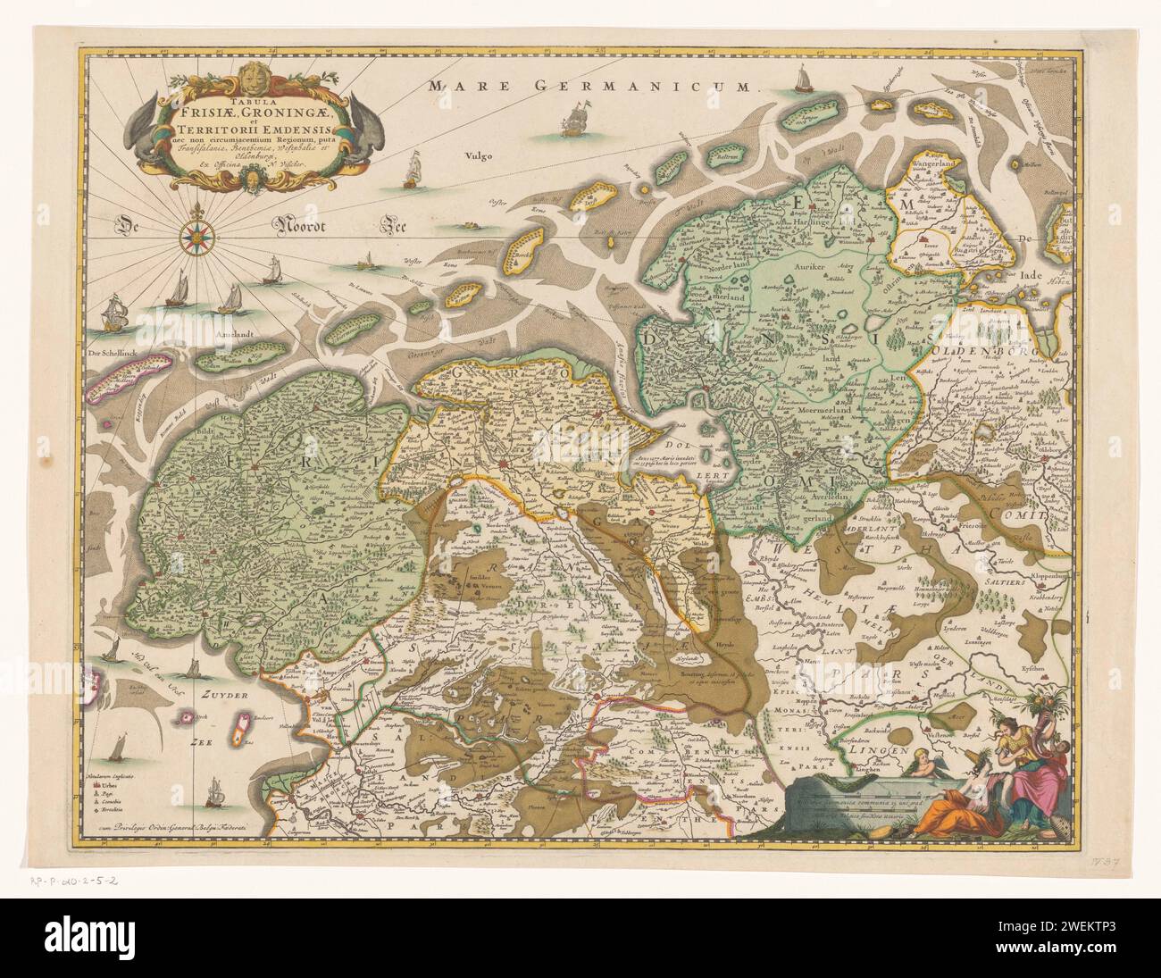 Map of Friesland and Groningen, in or after 1677 print At the top left ...