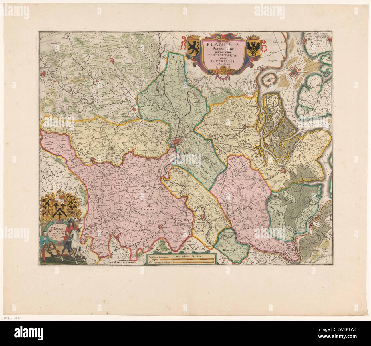 Map of Actually and Rijks -Vlaanderen, Anonymous, 1694 - 1711 print Map ...