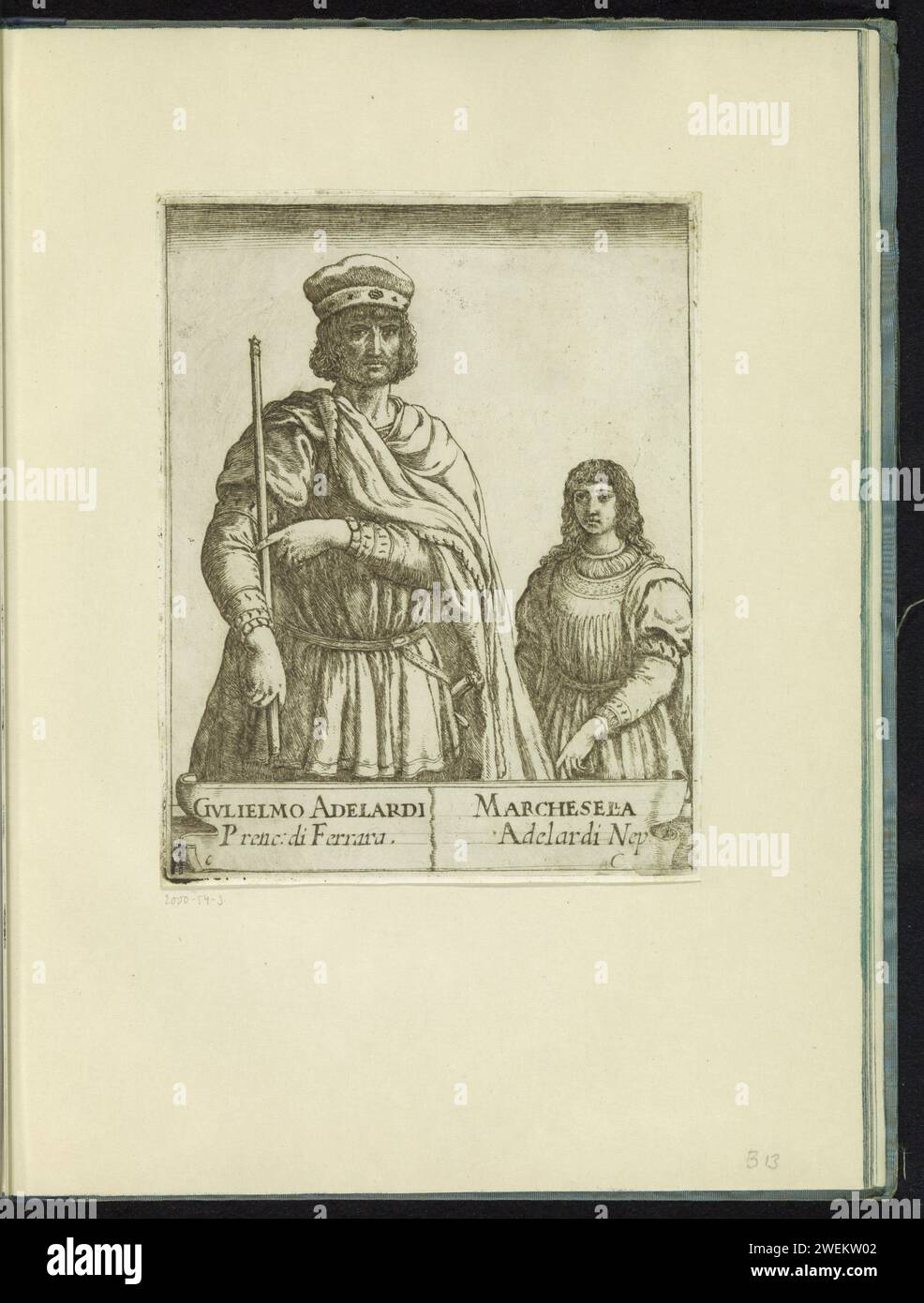 Double portrait of Guglielmo Degli Adelardi, Prince of Ferrara, and his ...