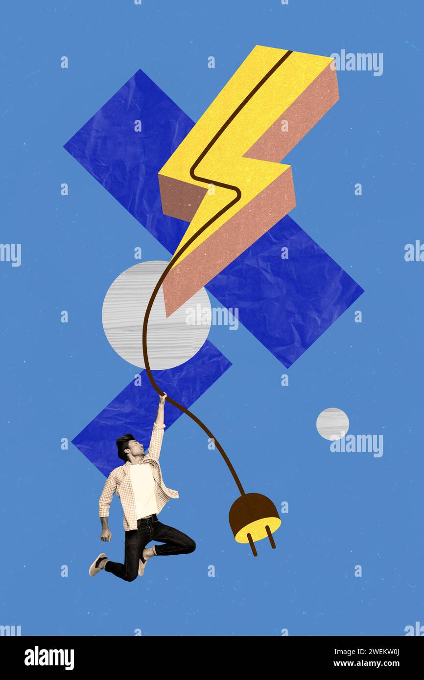 3d retro abstract creative artwork template collage of plug socket ...