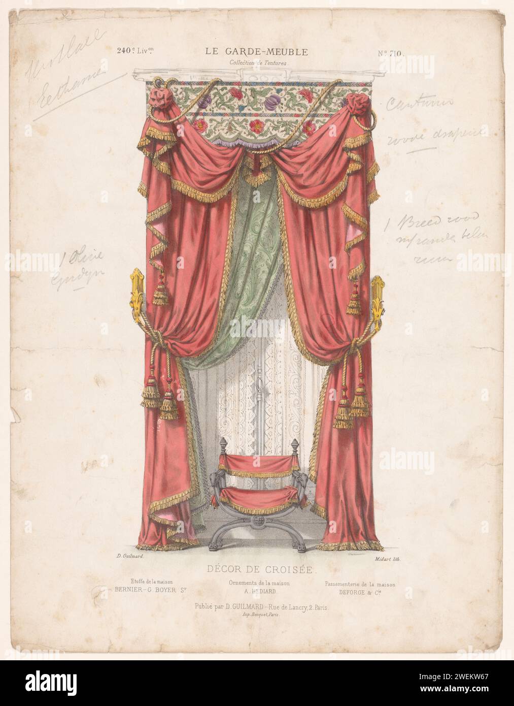 Window with curtains, midart, after désiré guilmard, c. 1860 - c. 1880 ...