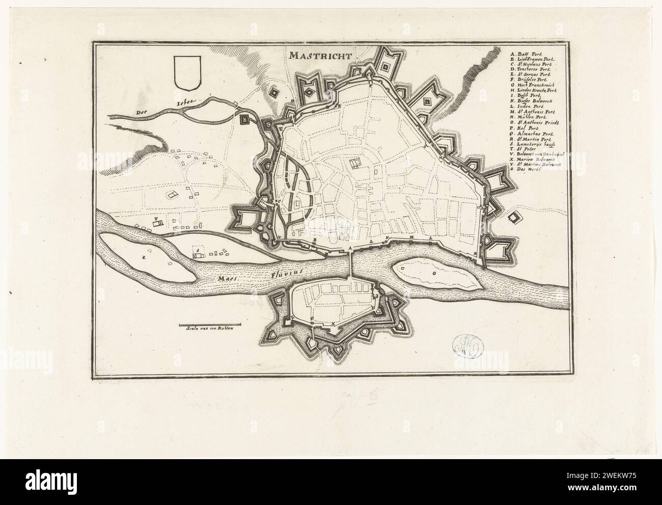 Map of Maastricht, 1678, Anonymous, 1678 - 1699 print Map of Maastricht ...