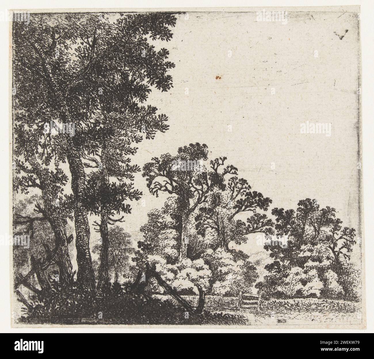 Landscape with closed gate, Jan van Broesterhuyzen, 1610 - 1650 print ...