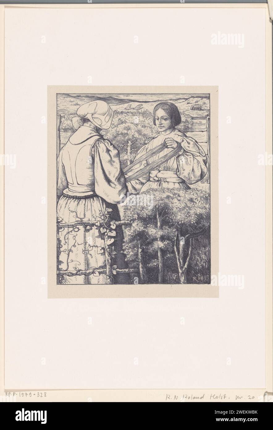 Huizer Girls Winden Garen, Richard Nicolaüs Roland Holst, 1897 print ...