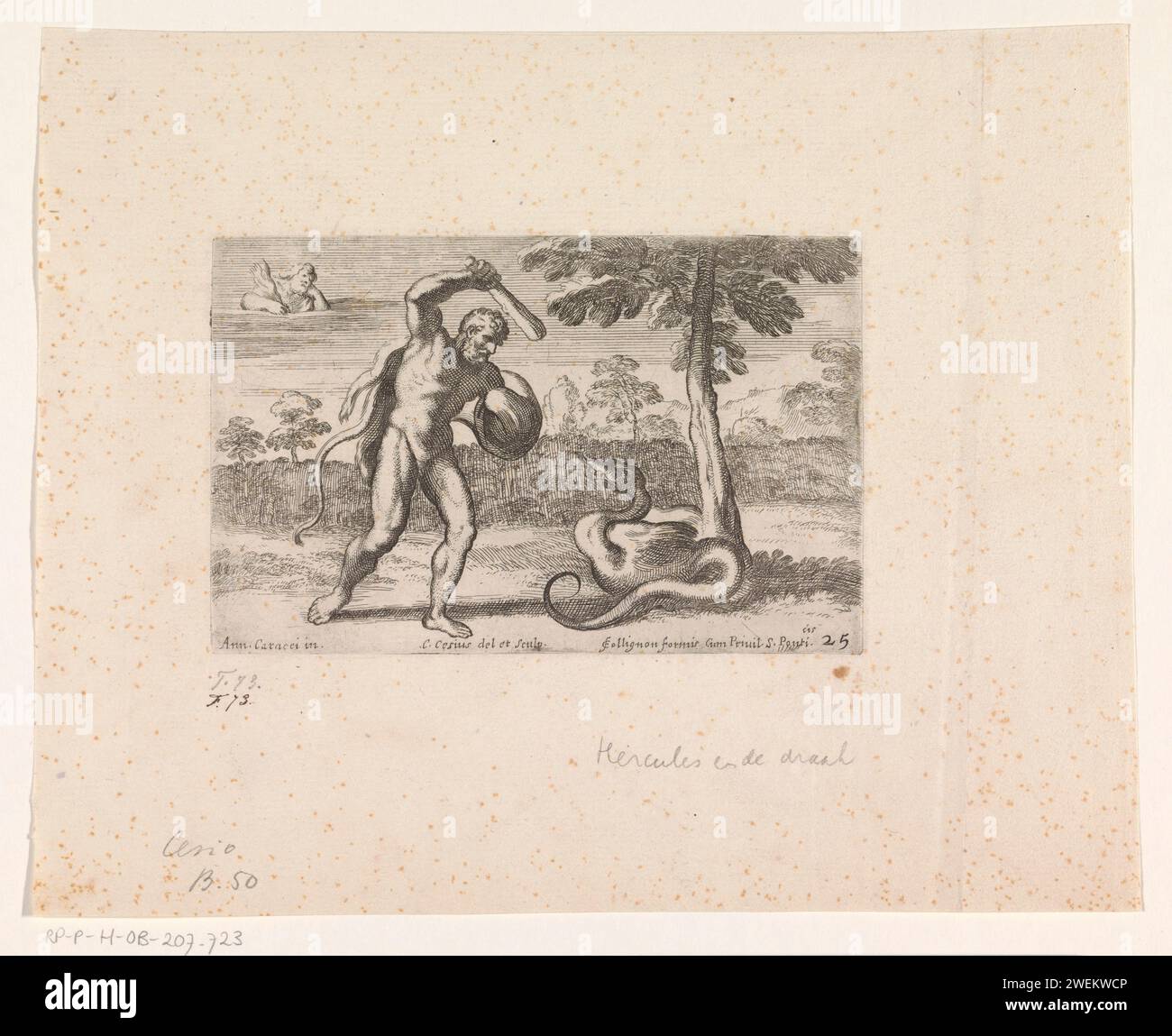 Hercules is fighting with the dragon in the garden of the Hesperides ...