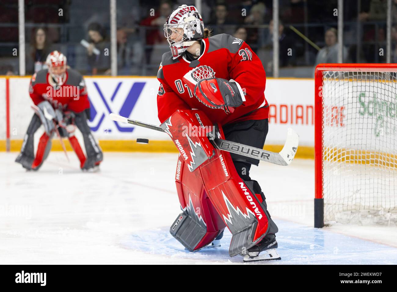 OTTAWA, ON - JANUARY 24: Ottawa Goalie Sandra Abstreiter (30) makes a ...