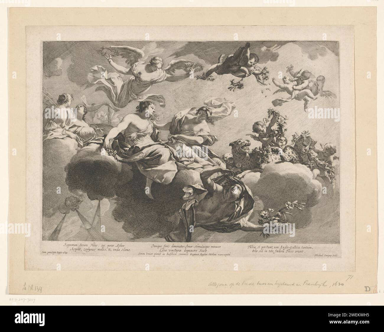 Allegory on peace between France and England, ca. 1630 (?), Michel Dorigny, after Simon Vouet ...