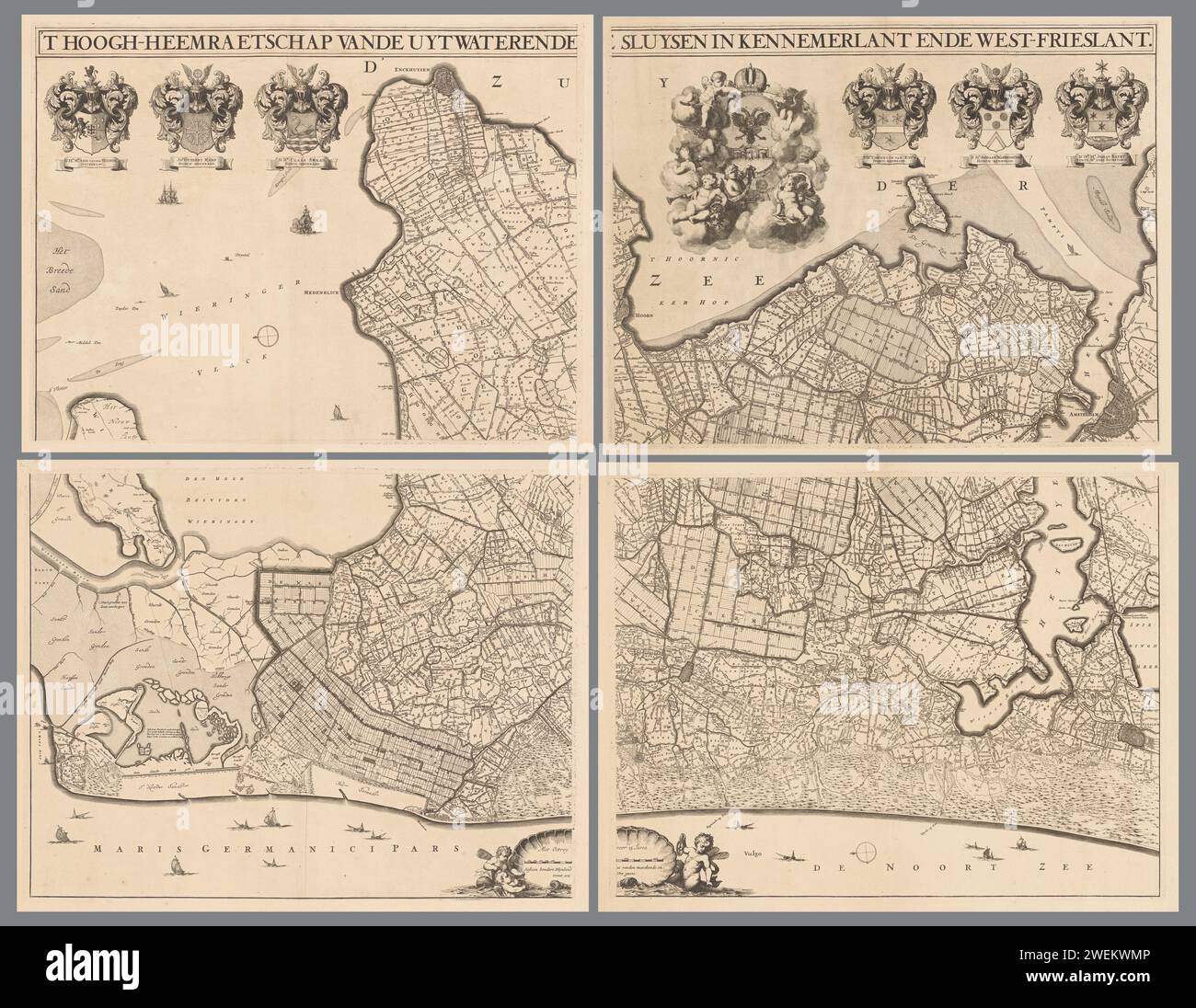 Map of Kennemerland and West -Friesland, consisting of four parts ...