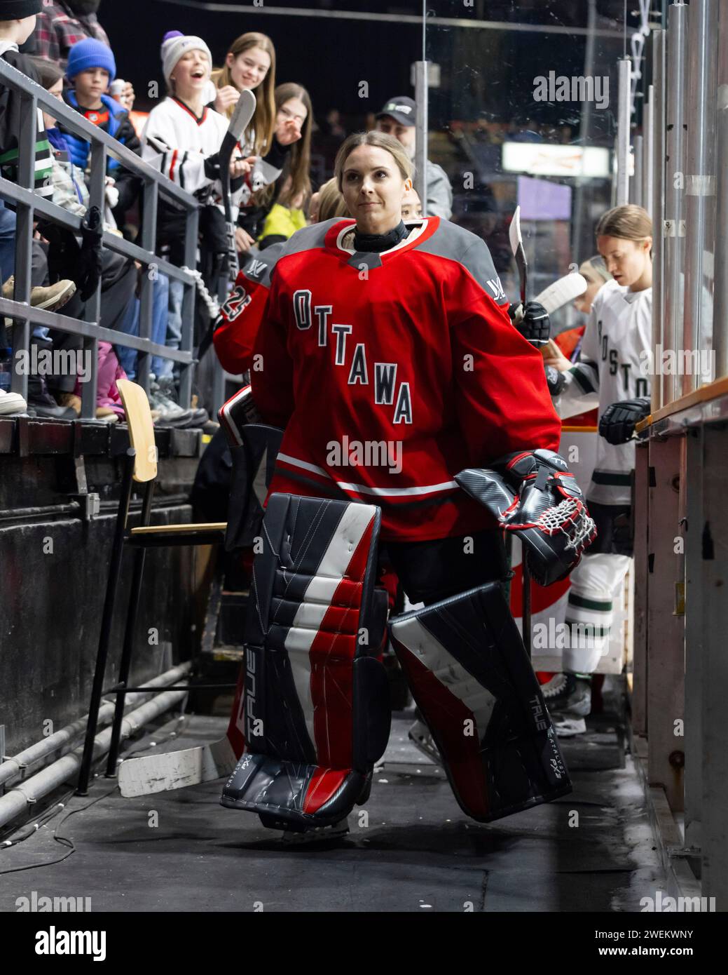 OTTAWA, ON - JANUARY 24: Ottawa Goalie Emerance Maschmeyer (38) after ...