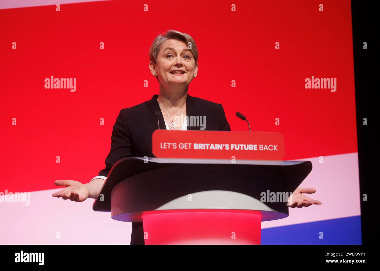 Shadow Home Secretary, Yvette Cooper, gives her keynote speech at the ...