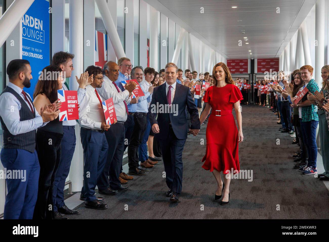 Labour Leader, Sir Keir Starmer walks with his wife, Lady Victoria ...