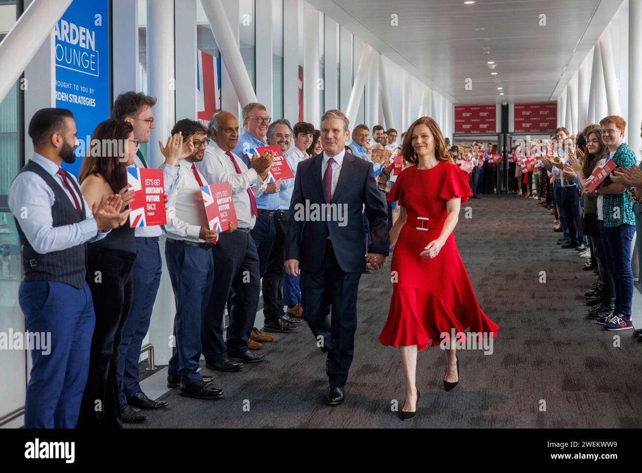 Labour Leader, Sir Keir Starmer walks with his wife, Lady Victoria ...