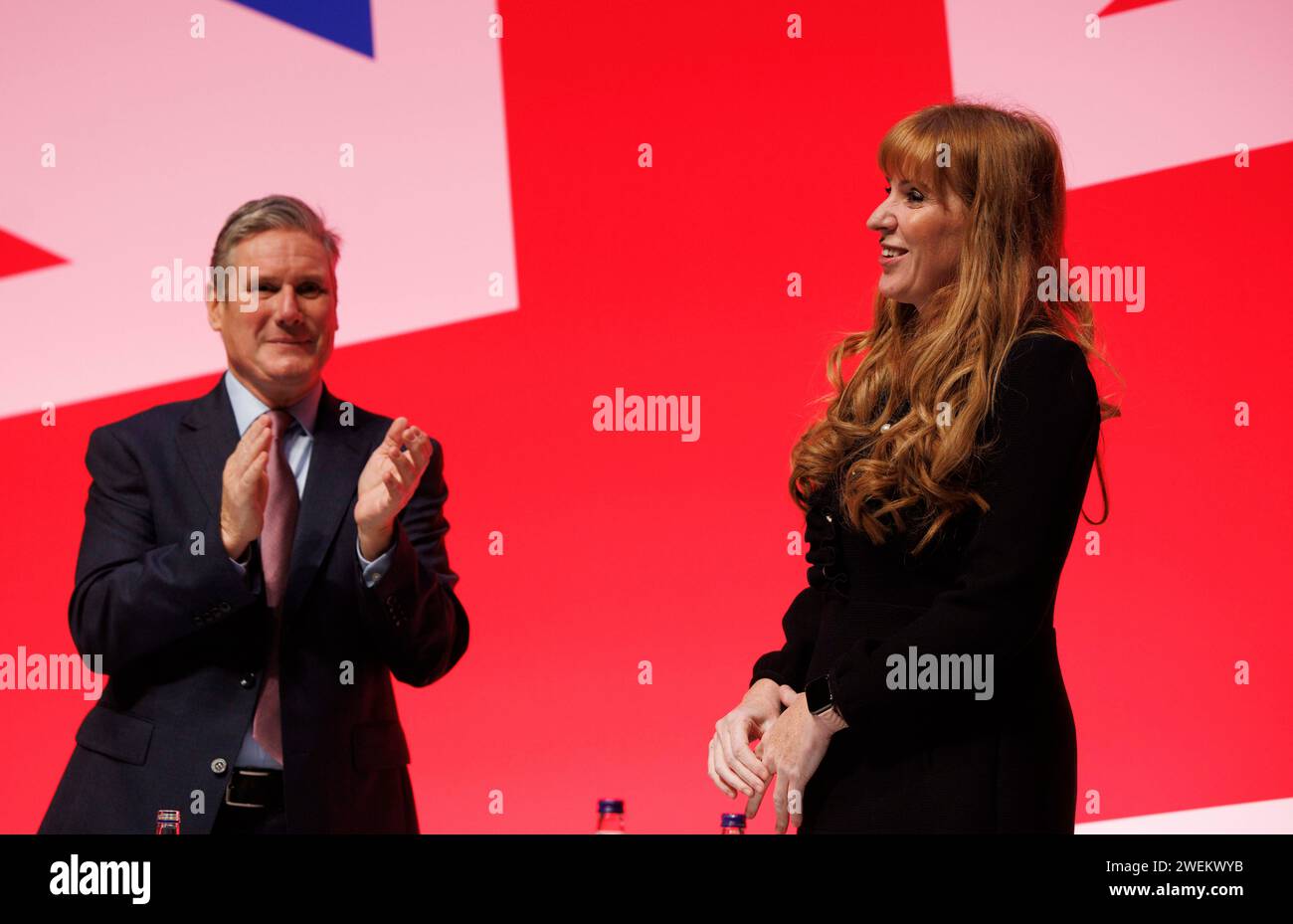 Labour Leader, Sir Keir Starmer, applauds his Deputy, Angela Rayner ...