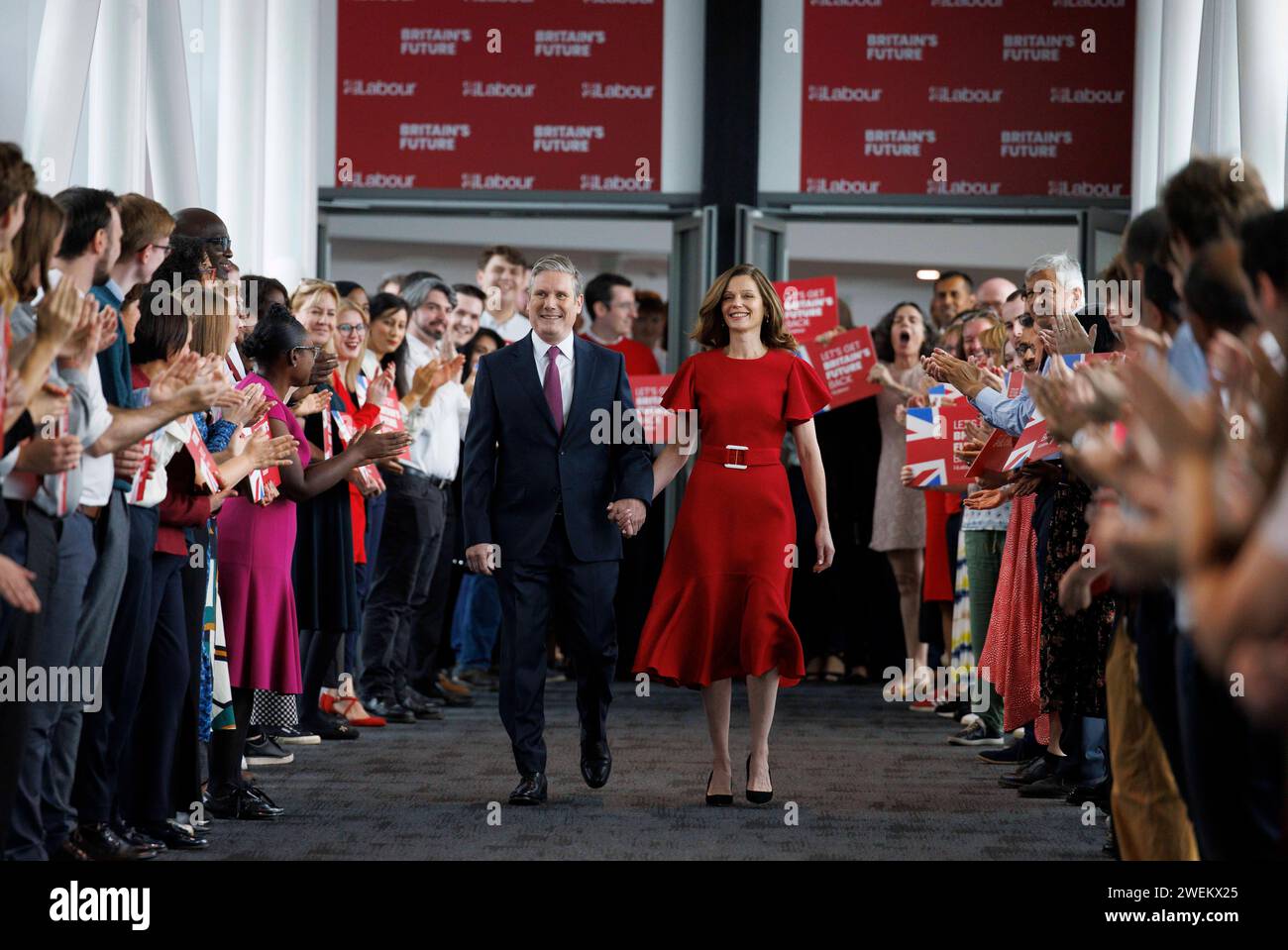 Labour Leader, Sir Keir Starmer walks with his wife, Lady Victoria ...