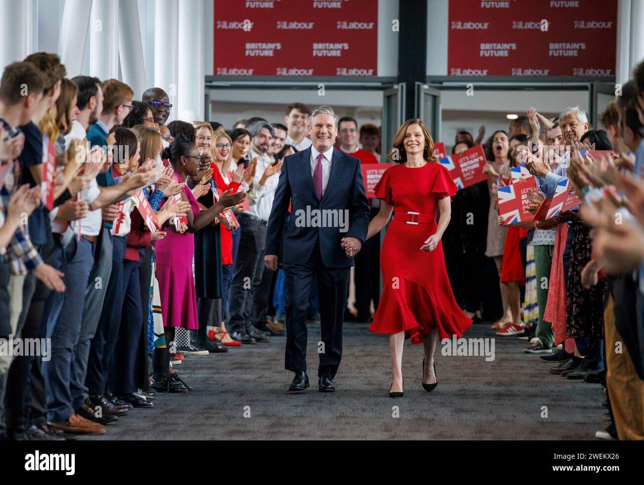 Labour Leader, Sir Keir Starmer walks with his wife, Lady Victoria ...