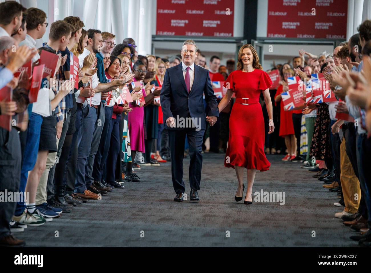 Labour Leader, Sir Keir Starmer walks with his wife, Lady Victoria ...