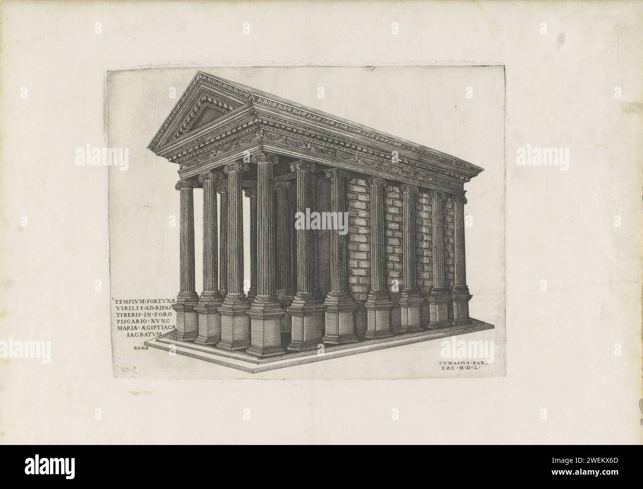 Temple of Portunus, 1550 print Roman temple: the temple of Portunus. Since the ninth century in ...