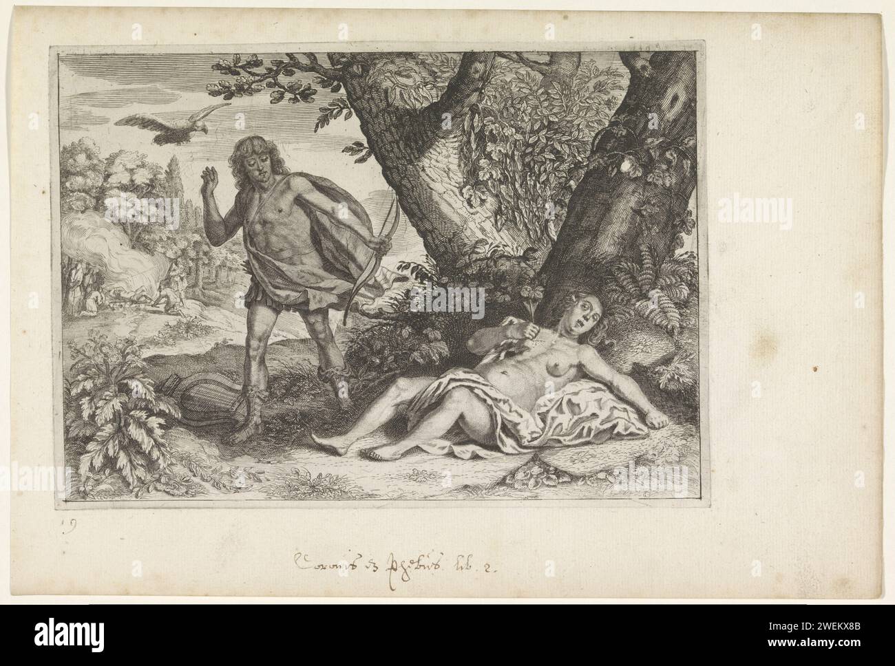 Apollo Doodt Coronis, c. 1636 - 1670 print Under the tree is the dying ...